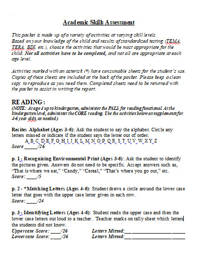 Academic Assessment - 10+ Examples, Format, Sample | Examples