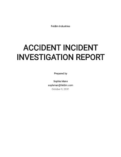 Accident Report - 10+ Examples, Format, Pdf | Examples