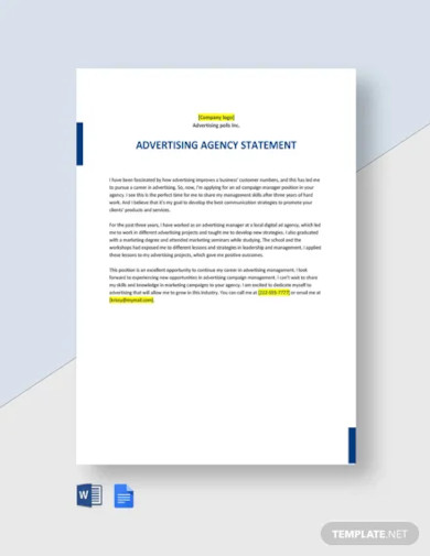 10+ Agency Statement Examples [ Advertising, Work, Space ] | Examples