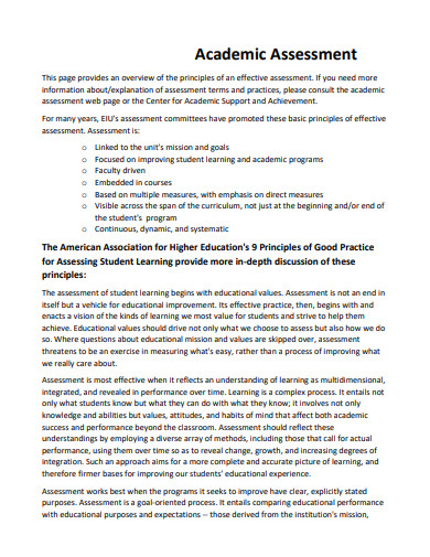 Academic Assessment - 10+ Examples, Format, Sample | Examples