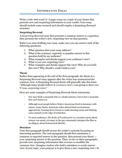 Short Informative Essay - 10+ Examples, Format, Pdf | Examples