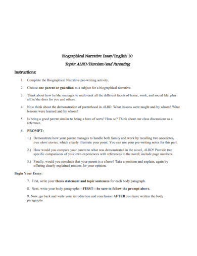 10 Biography Narrative Essay Examples Fiction Cultural 