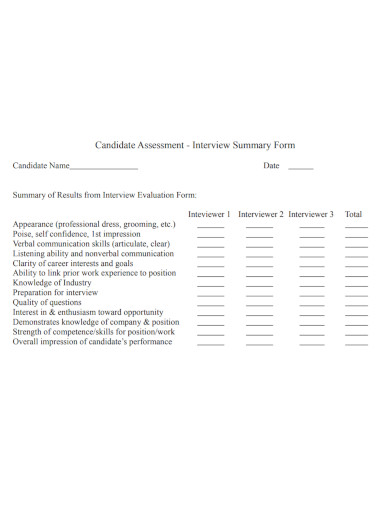 Candidate Interview Summary - 3+ Examples, Format, Pdf | Examples