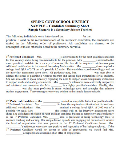 Candidate Interview Summary - 3+ Examples, Format, Pdf | Examples