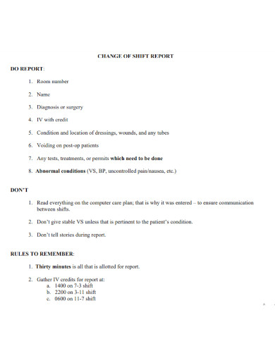 Shift Report - 10+ Examples, Format, Pdf | Examples