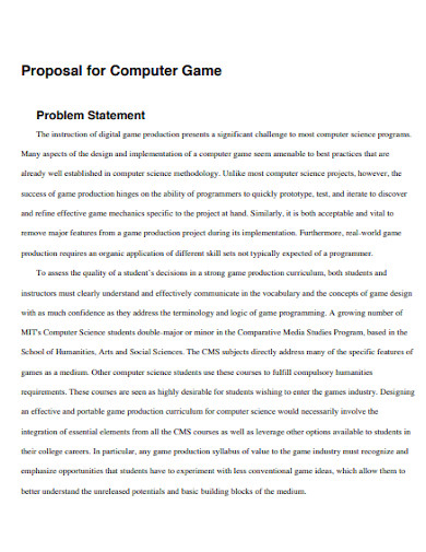 Game Design Proposal - 10+ Examples, Format, Pdf | Examples
