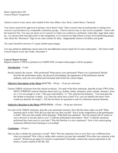 Concert Report - 10+ Examples, Format, Pdf | Examples