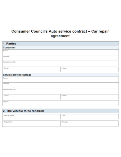Auto Service Contract - 10+ Examples, Format, Pdf | Examples