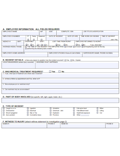 Incident Investigation Form - 8+ Examples, Format, Sample | Examples