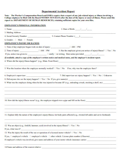 Accident Report - 10+ Examples, Format, Pdf | Examples