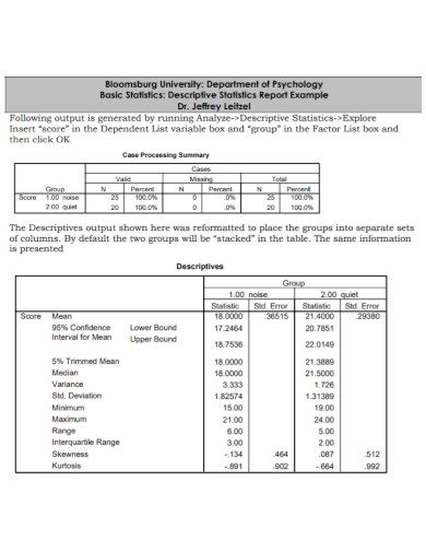 Statistics Report - 11+ Examples, Format, Pdf | Examples