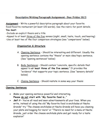 Descriptive Writing - 29+ Examples, Format, Pdf | Examples