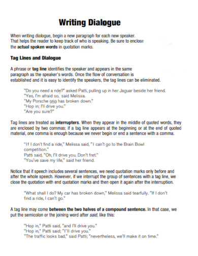 English Dialogue Essay Example Dialogue Writing In English Examples 