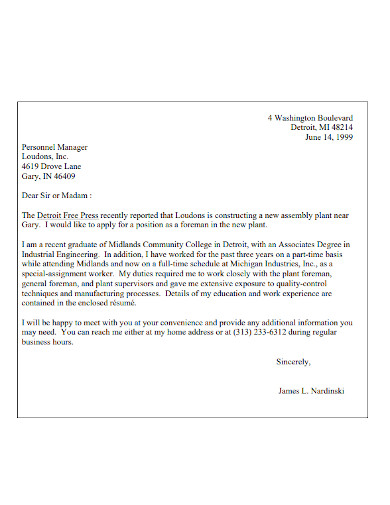 Job Application Letter Examples For Employment 8 Teacher 