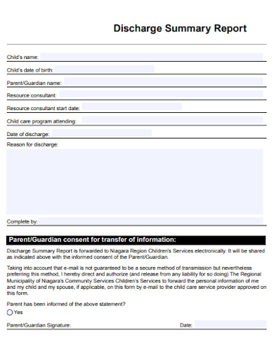 Discharge Summary Report - 10+ Examples, Format, Pdf | Examples