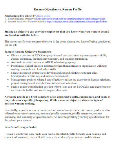 Resume Objective Statement - 9+ Examples, Format, Sample | Examples