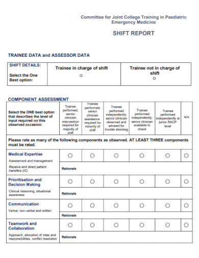 Shift Report - 10+ Examples, Format, Pdf | Examples