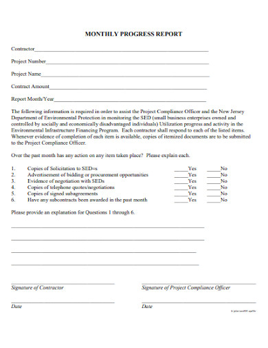 Monthly Progress Report - 10+ Examples, Format, Pdf | Examples