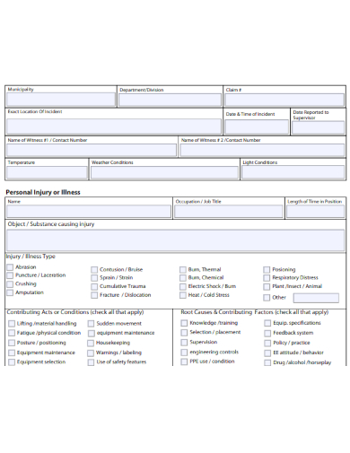 Incident Investigation Form - 8+ Examples, Format, Sample | Examples