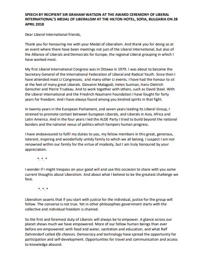 Award Ceremony Speech - 11+ Examples, Format, Sample | Examples