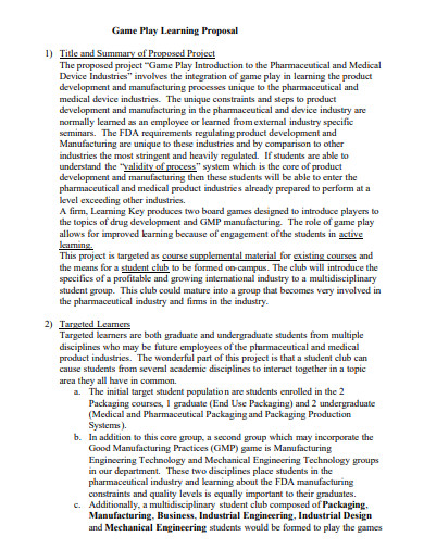 Game Design Proposal - 10+ Examples, Format, Pdf | Examples