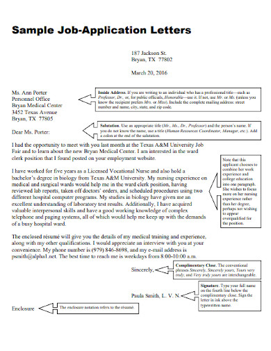 Job Application Letter for Employment - 8+ Examples, Format, Word, PDF
