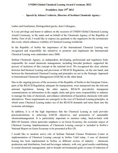 Award Ceremony Speech - 11+ Examples, Format, Sample | Examples