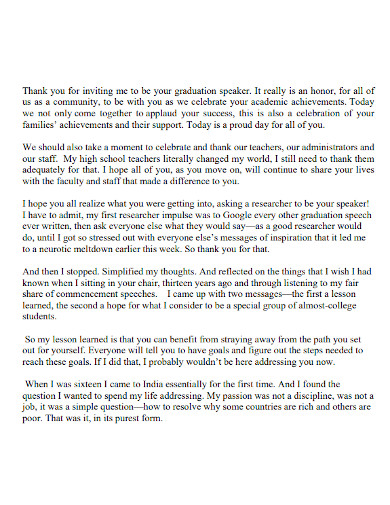 Graduation Thank You Speech - 10+ Examples, Format, Sample | Examples