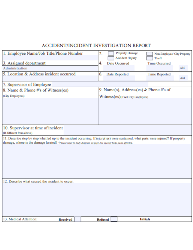 Incident Investigation Form - 8+ Examples, Format, Sample | Examples