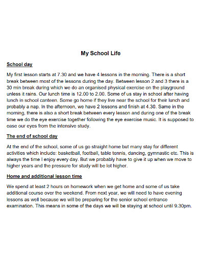 High School Life Essay - 8+ Examples, Format, Pdf | Examples