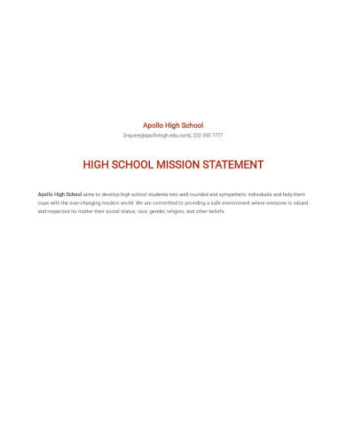 10+ High School Statement Examples [ Mission, Academic , Vision ...
