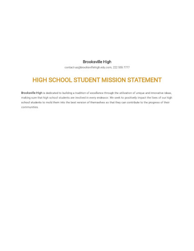 10+ High School Statement Examples [ Mission, Academic , Vision ] | Examples