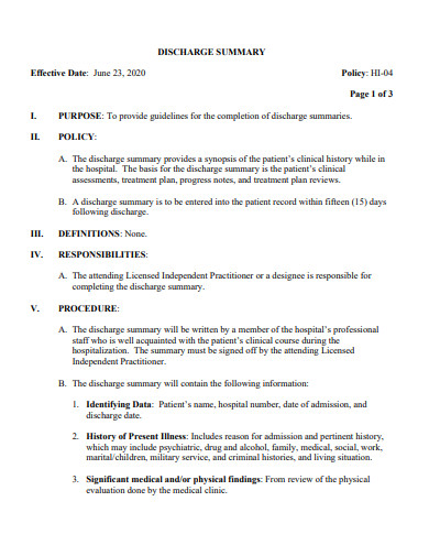 Discharge Summary Report - 10+ Examples, Format, Pdf | Examples