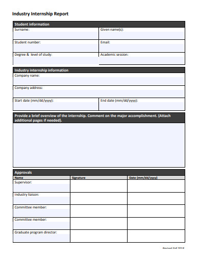 Internship Report Form - 9+ Examples, Format, Pdf | Examples