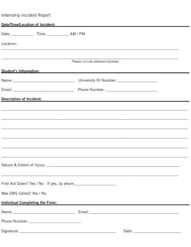 Internship Report Form - 9+ Examples, Format, Pdf | Examples