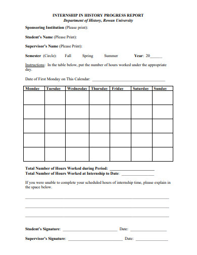 Internship Progress Report - 9+ Examples, Format, Pdf | Examples