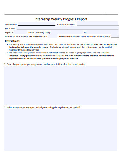 Internship Progress Report - 9+ Examples, Format, Pdf | Examples