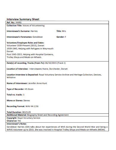 Interview Summary Sheet - 10+ Examples, Format, Pdf, Tips