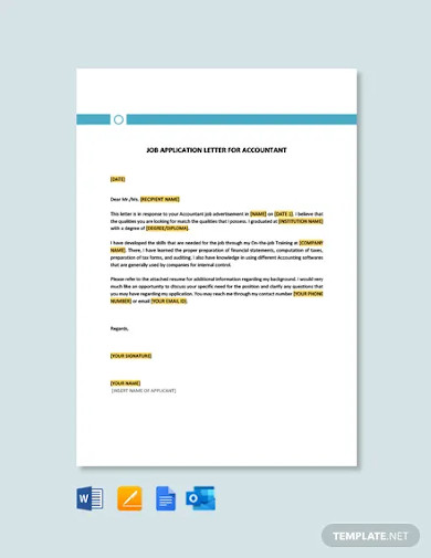 Job Application Letter For Accountant - 6+ Examples, Format, How to ...