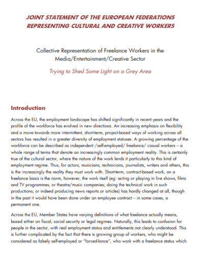 8+ Freelance Statement Examples [ Work, Company, Photographer ] | Examples