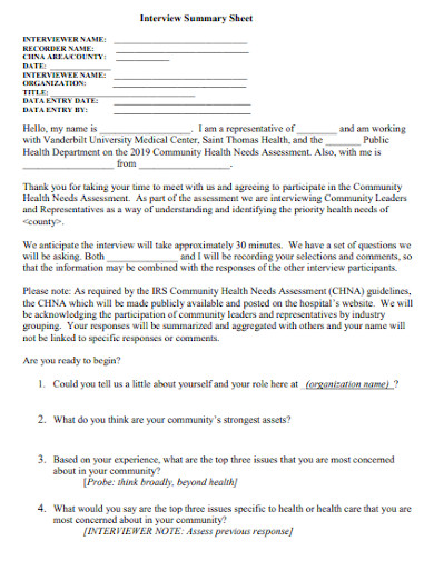 Interview Summary Sheet - 10+ Examples, Format, Pdf, Tips