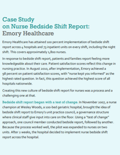 8+ Nursing Report Examples in MS Word | Google Docs | PDF | Examples