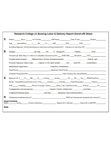 5+ Nursing Handoff Report Examples [ Assistant, Communication, Labor ...