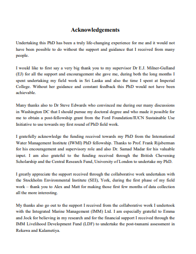  Acknowledgement Format For Research Paper Acknowledgement Sample 