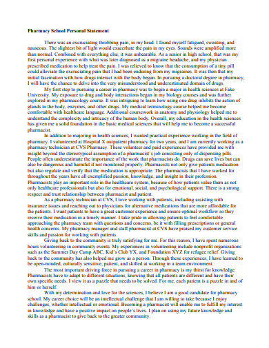 Pharmacy School Personal Statement - 5+ Examples, Format, Pdf | Examples