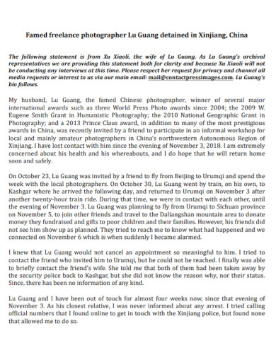 8+ Freelance Statement Examples [ Work, Company, Photographer ] | Examples