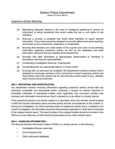 Suspicious Activity Report - 10+ Examples, Format, Pdf | Examples