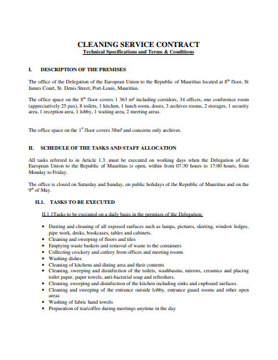 Cleaning Services Contract - 11+ Examples, Format, Pdf | Examples