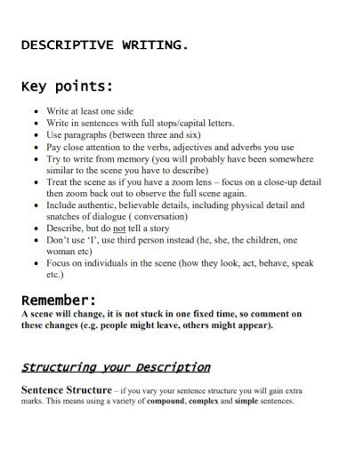Descriptive Writing - 29+ Examples, Format, Pdf | Examples