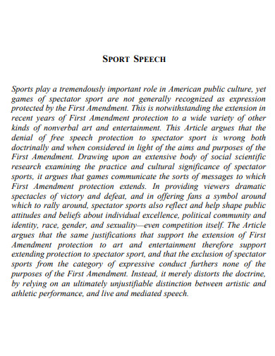 Sports Speech - 10+ Examples, Format, Sample | Examples
